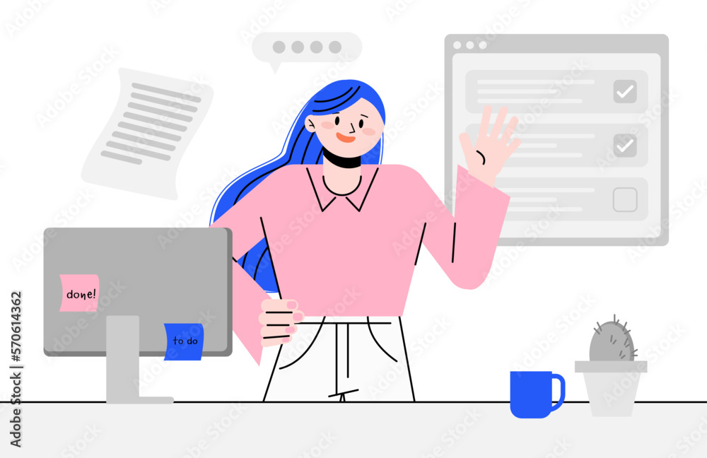 Character vector woman working activities multitasking concept with ...