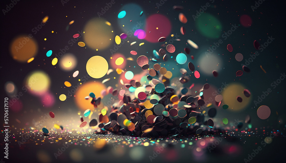 Blurrish colorful confetti in front of colorful background. Stong ...