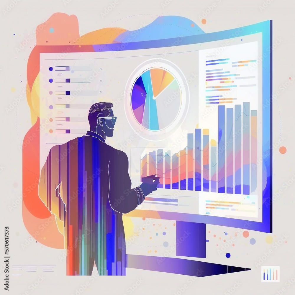 Rainbow Coloured Business analytics and data management system Data ...