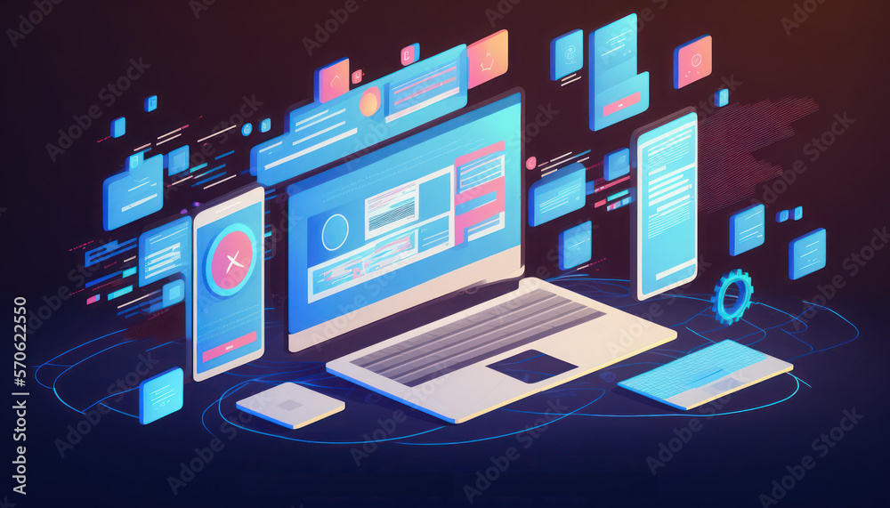 Application of laptop with business graph and analytics data on ...