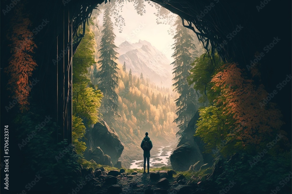 The introverts journey. an introverted person walking, concept of Self ...