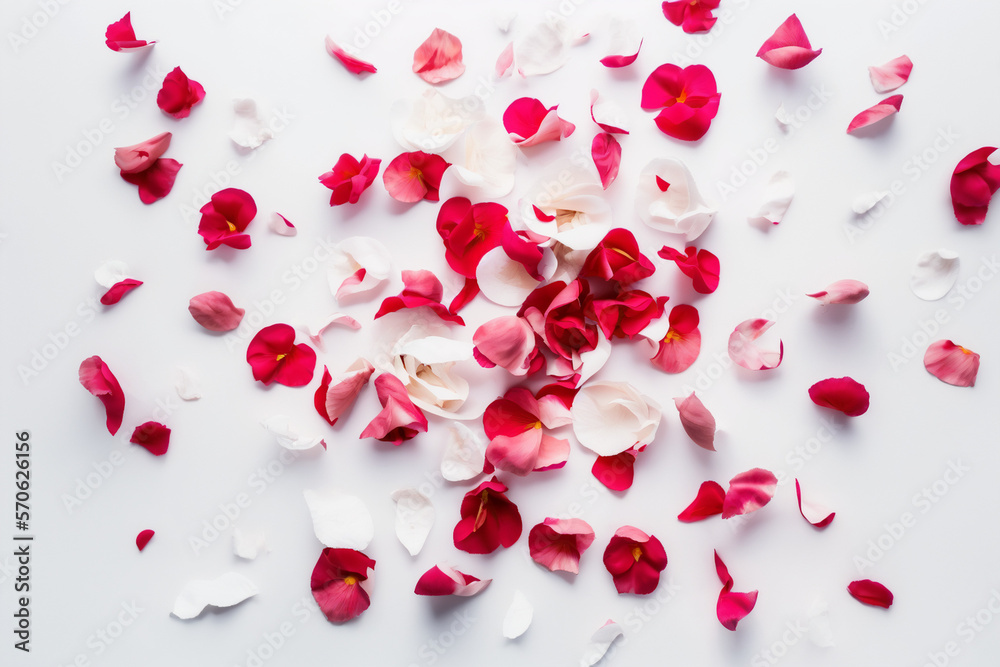Rose Petal Background - Pink, red and white rose petals against a pure ...