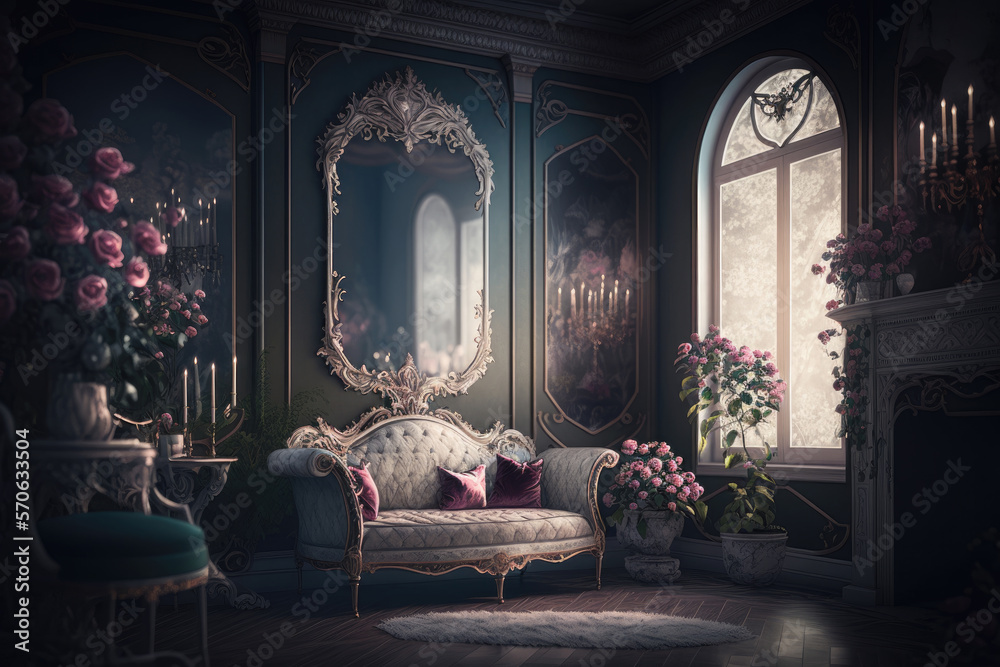 Princess room with elegant sofa, Generative AI 素材庫插圖 | Adobe Stock
