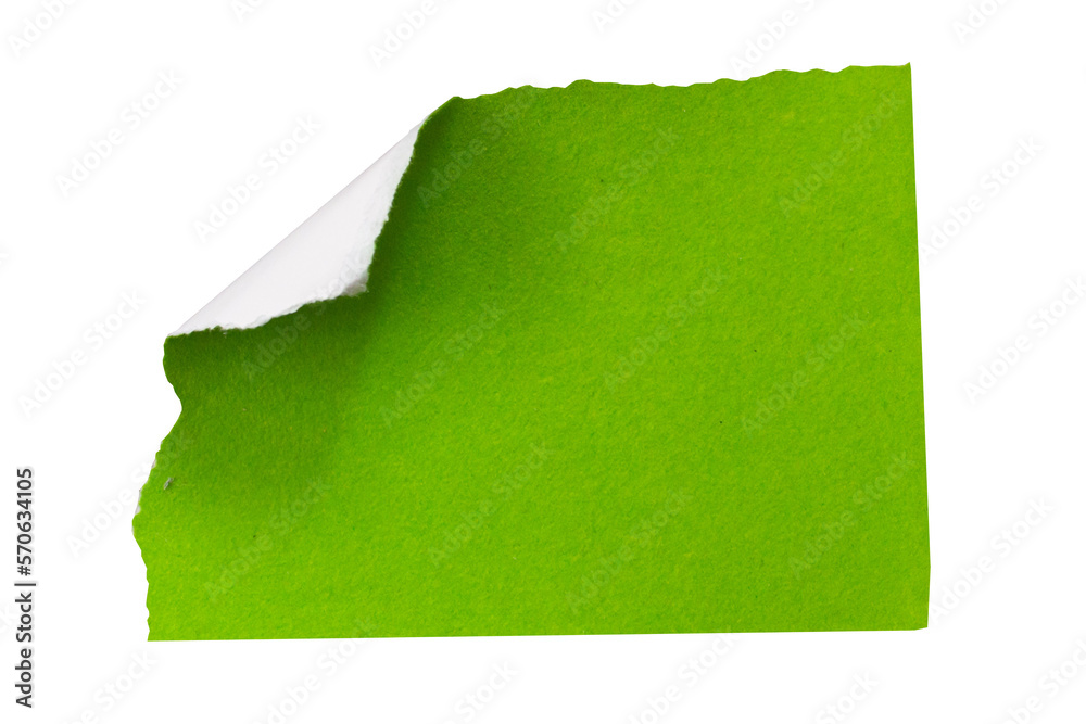 Green paper piece on transparent background. Png paper. Stock ...
