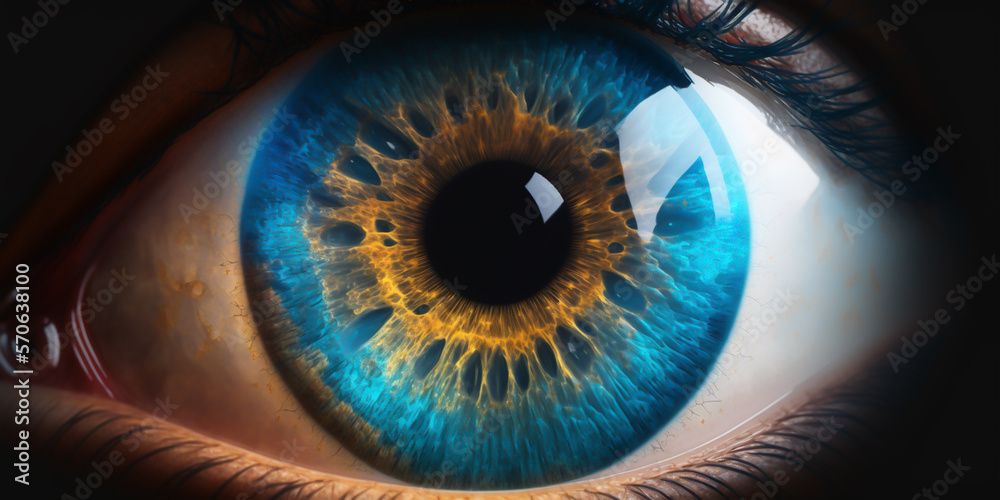 The human eye , with its intricate details and vivid colors. a blue eye ...