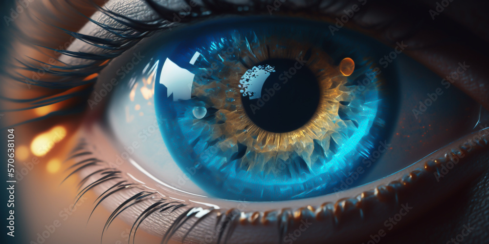 The human eye , with its intricate details and vivid colors. a blue eye ...