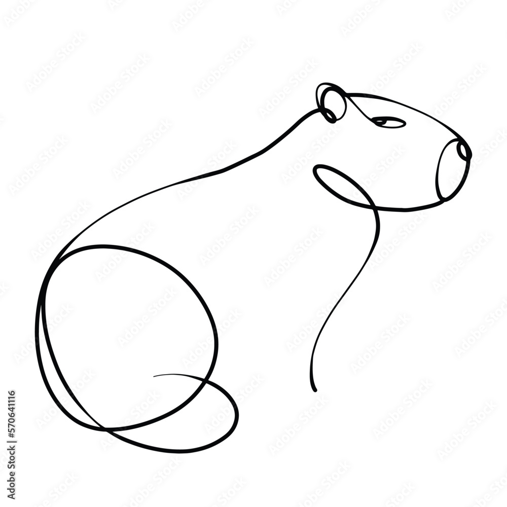 cute capybara line art illustration Stock Vector | Adobe Stock