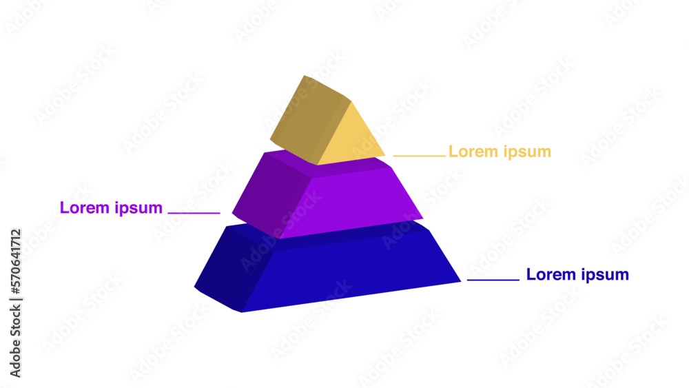 Vetor de 3 parts pyramid infographic diagram chart, triangle graph ...