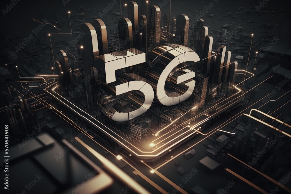 5g concept futuristic background with Generative AI. Concept: A city ...