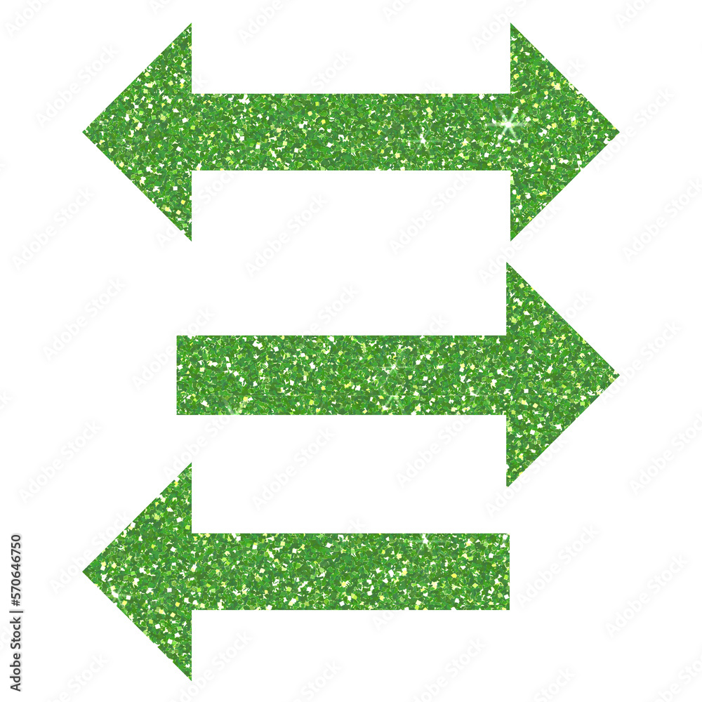 Green arrow glitter icon on transparent background. Design for ...