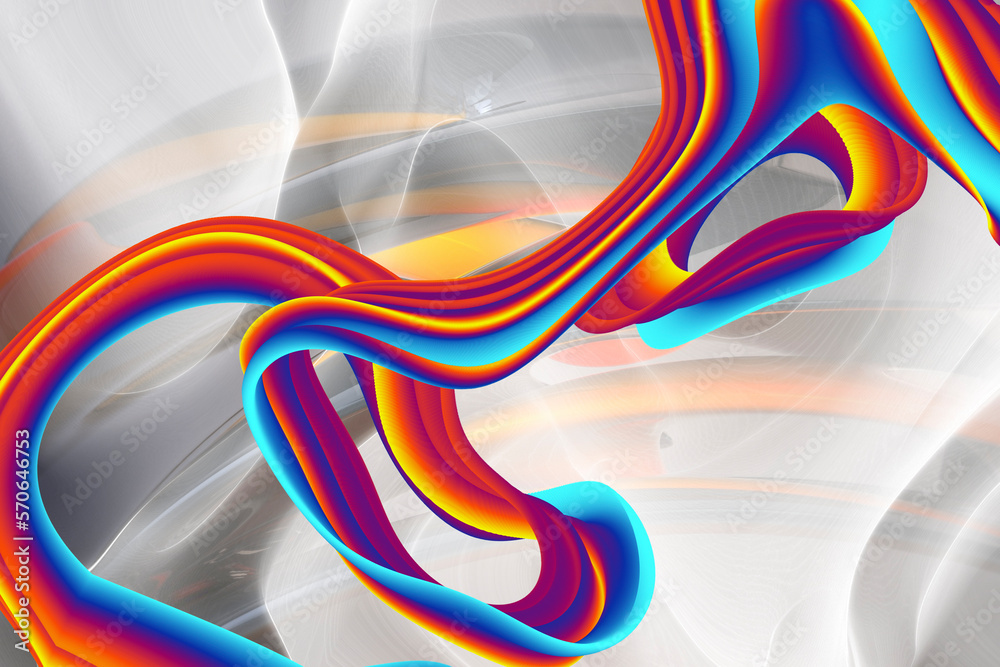 Abstract multicolour ribbon fluid free distorted dynamic flowing ripple ...