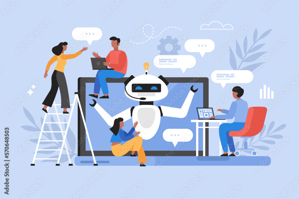 Artificial intelligence chat service business concept. Modern vector ...