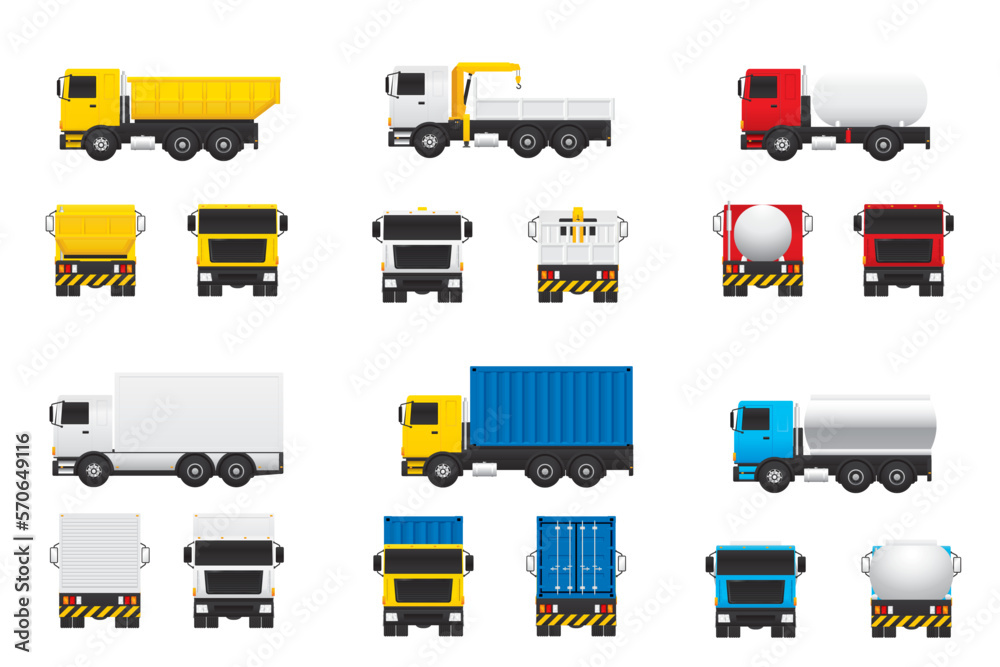 Vector of truck set isolated on white background. Stock Vector | Adobe ...