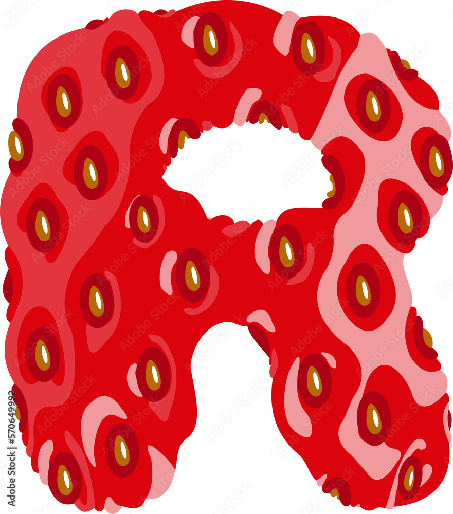 Strawberry font. Letter R. Alphabetical character with strawberry ...