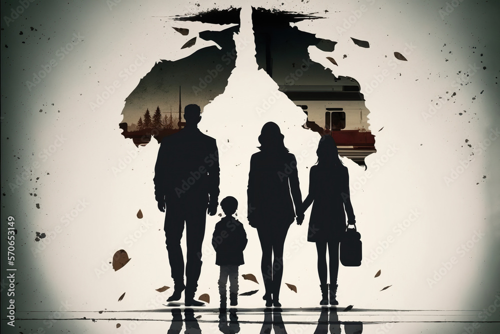 Showing the reunification of families after the end of, concept of ...