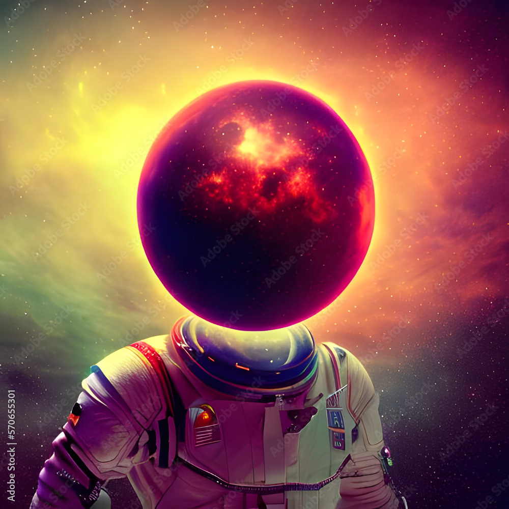 Astronaut whose helmet is a planet | AI Stock Illustration | Adobe Stock Astronaut whose helmet is a planet | AI Stock Illustration | Adobe Stock