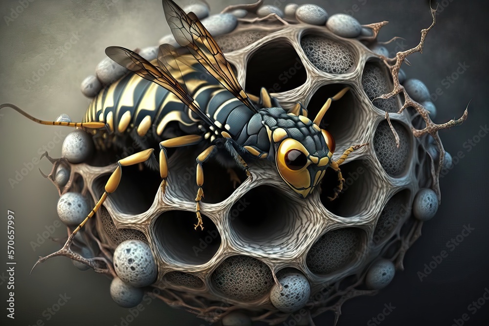 A Nest of Wasps full of killer wasps ready to attack and get food ...
