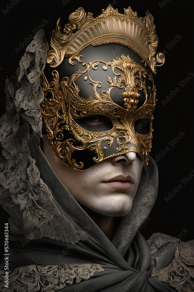 Illustration of a man dressed with a Venetian mask and costume from ...