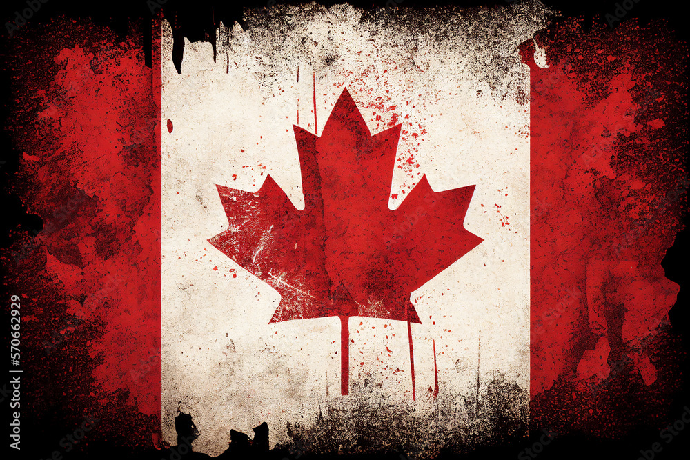 National flag of Canada background with a distressed vintage weathered ...