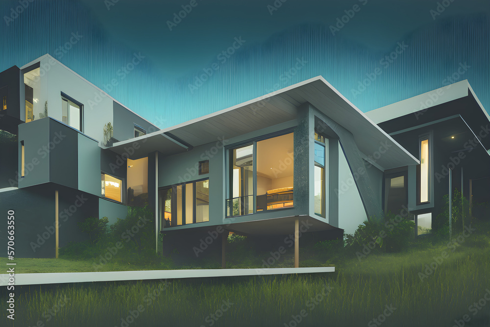 Modern house architecture design concept art. Generative AI Stock ...