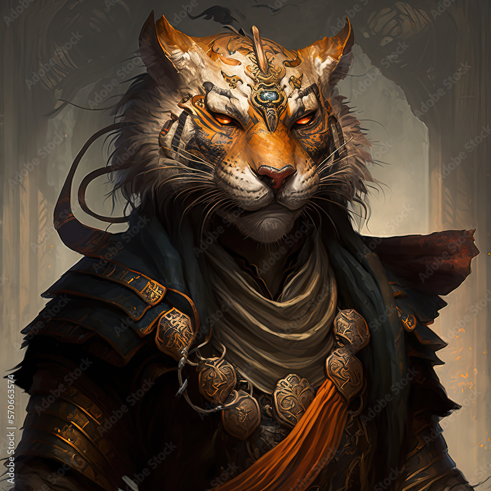 tigerfullbody character portrait, rpg, fantasy avatar and token Stock ...