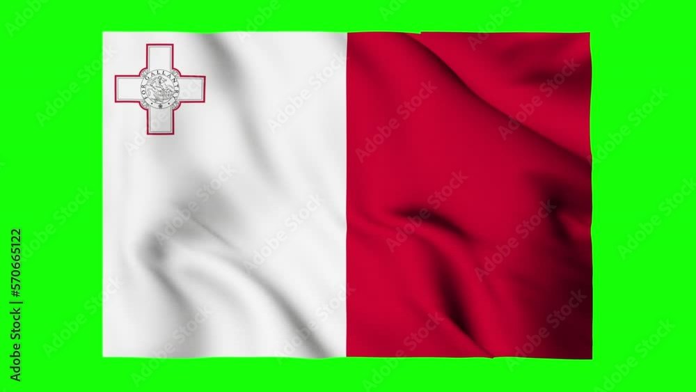 Flag of Malta waving isolated by the alpha channel(transparent background).Highly detailed ...
