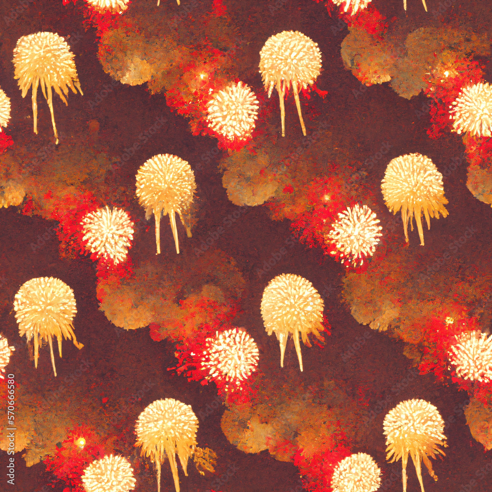 Seamless pattern of yellow, red, and orange fireworks. Fireworks ...