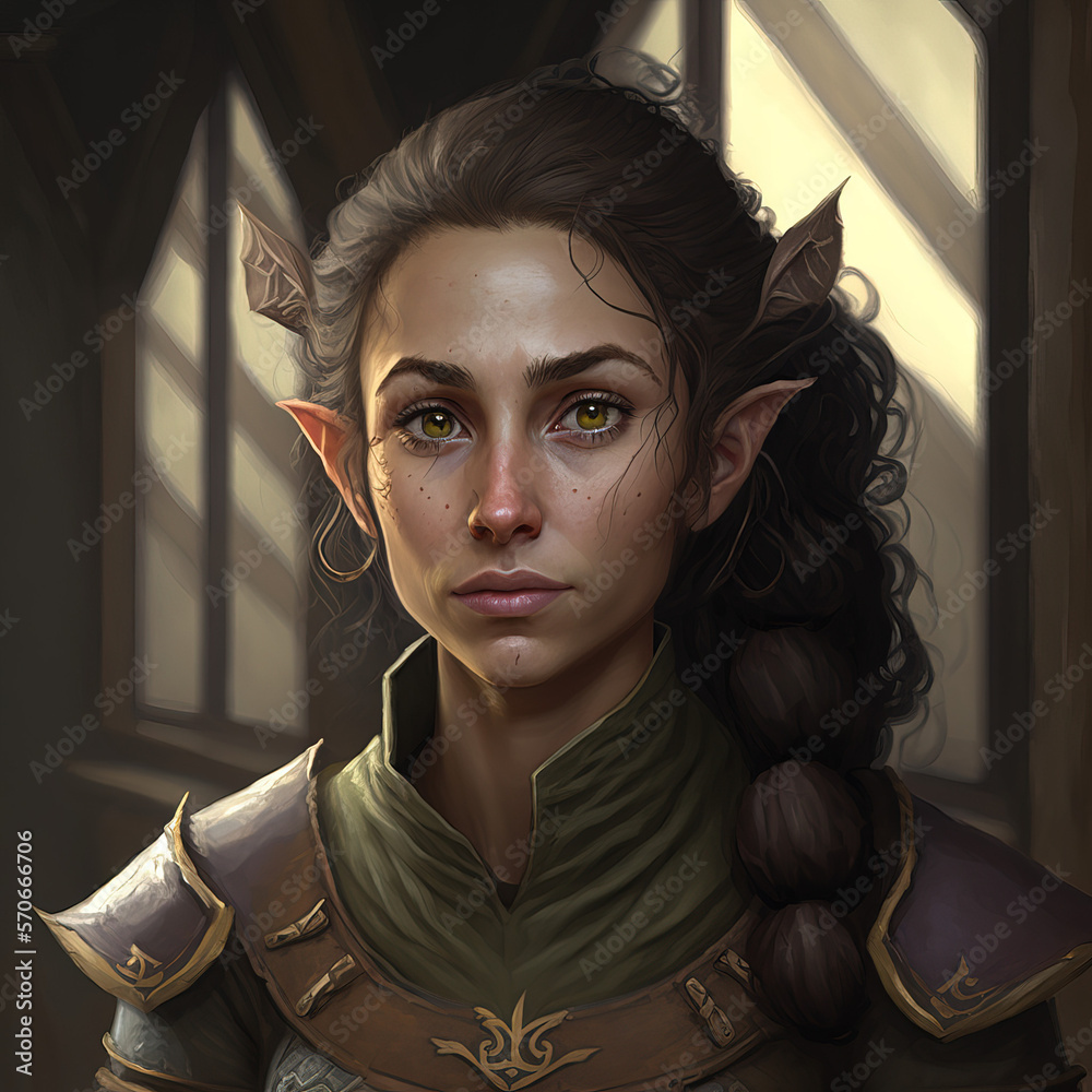 female halfling character portrait, rpg, fantasy avatar and token ...