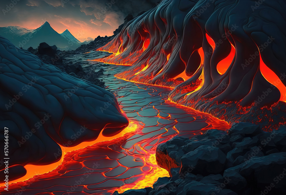 Volcanic lava, sketch art for artist creativity and inspiration ...