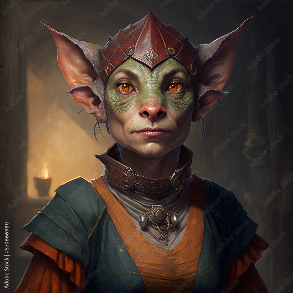 female kobold character portrait, rpg, fantasy avatar and token Stock ...