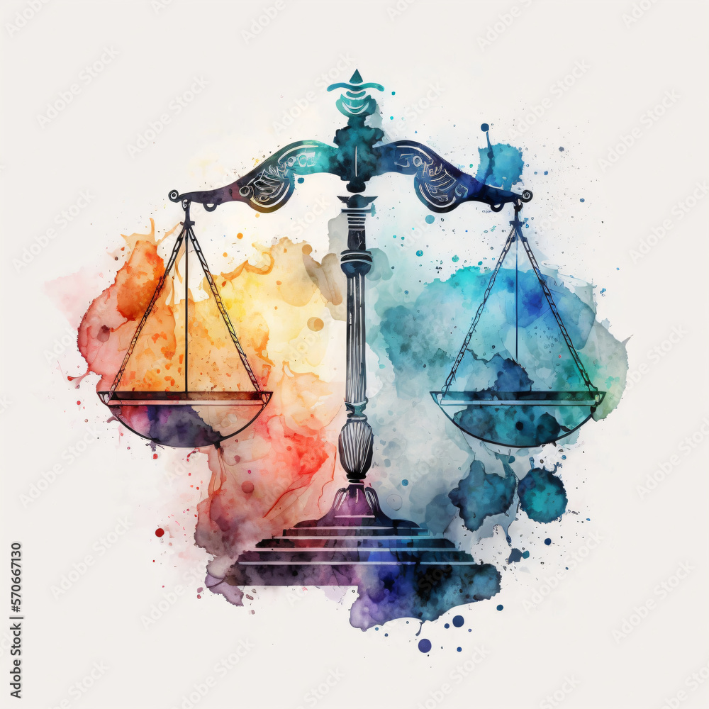 watercolor painting of libra astrological zodiac sign isolated on a ...
