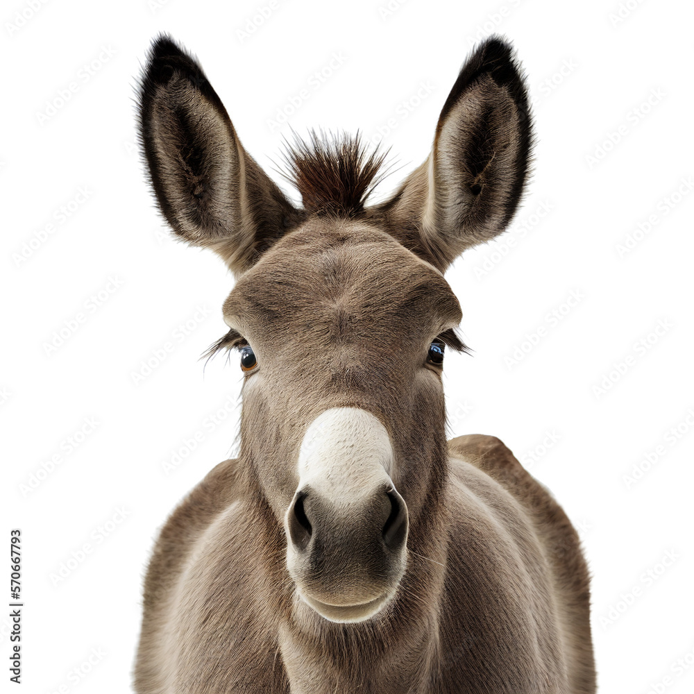 donkey face shot isolated on transparent background cutout Stock ...