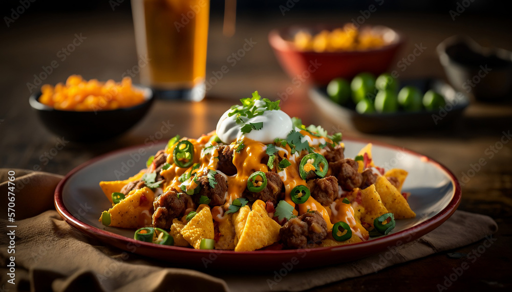 Golden and Crispy Tater Tots Nachos with Melted Cheese, Beef, and ...