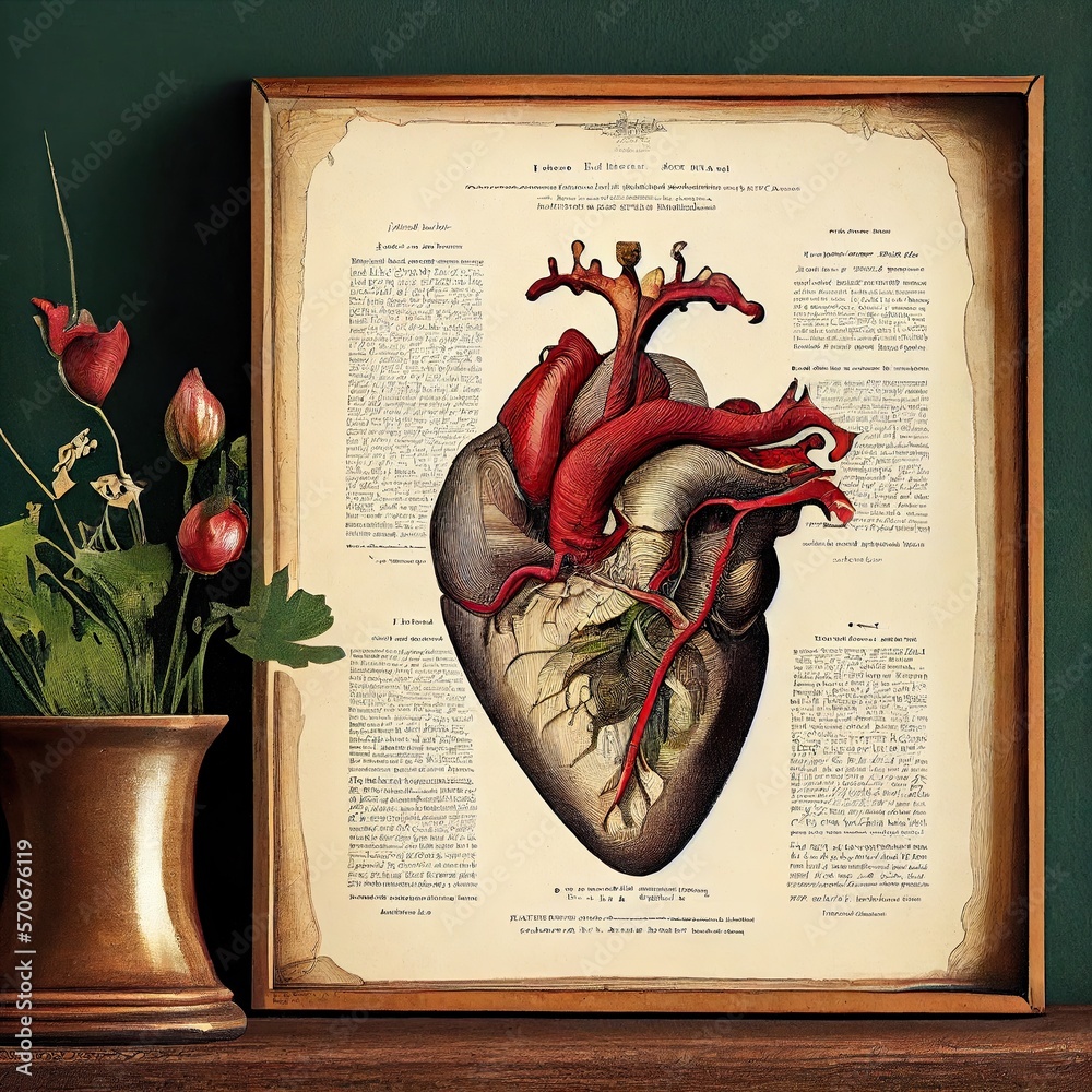 Ancient fictional heart anatomy. Generative AI Stock Illustration ...