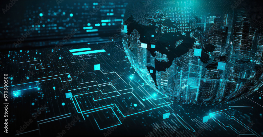 Technology network data abstract cyber information security background ...