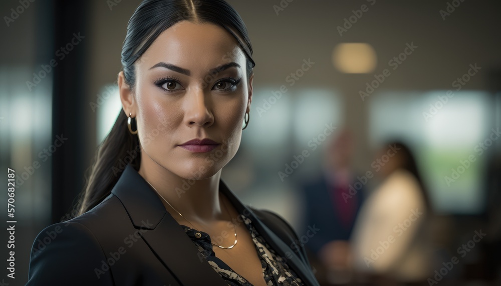 Portrait of ethnic Native-American Business woman in office, generative ...
