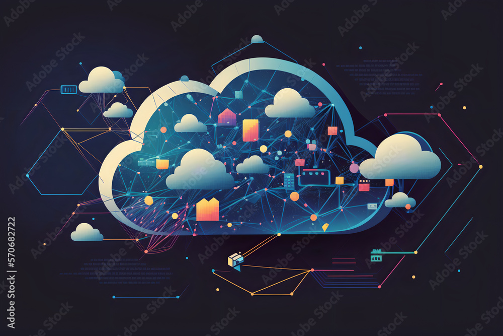 the power of cloud computing technology, this illustration depicts the ...