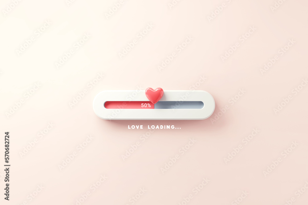 Love loading progress bar, Valentine's day loading bar with red love ...