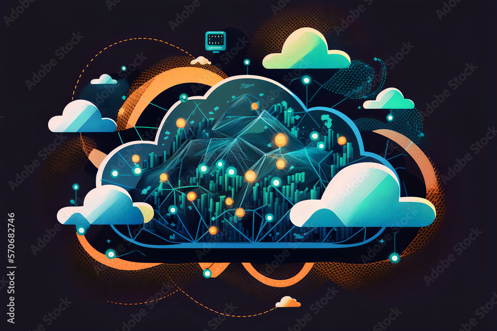 the power of cloud computing technology, this illustration depicts the ...