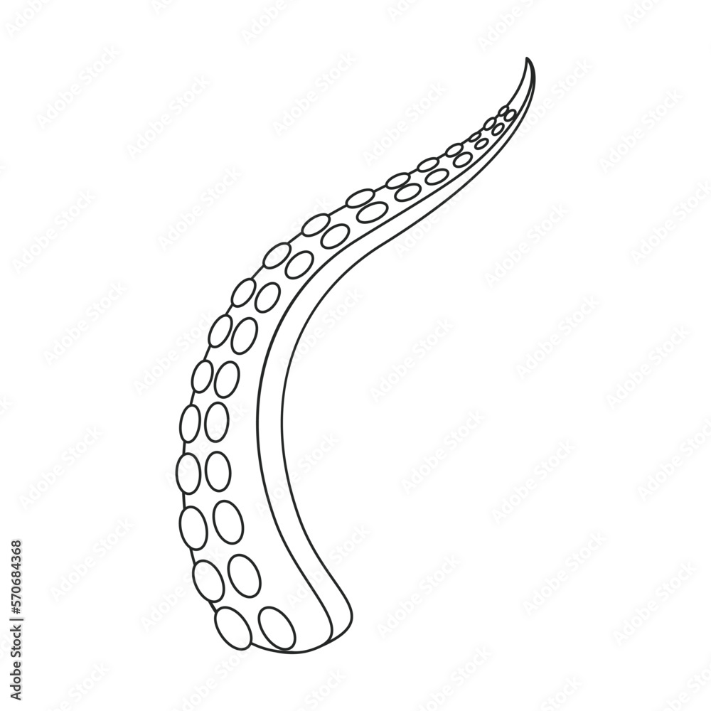 Tentacle of octopus vector outline icon. Vector illustration octopus on ...