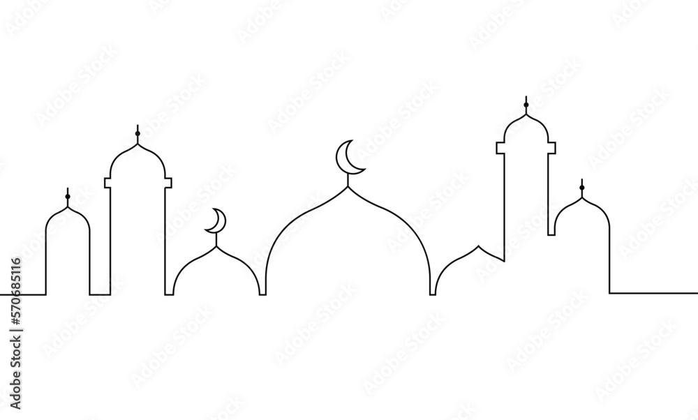 line art of mosque , islamic line art vector Stock Vector | Adobe Stock