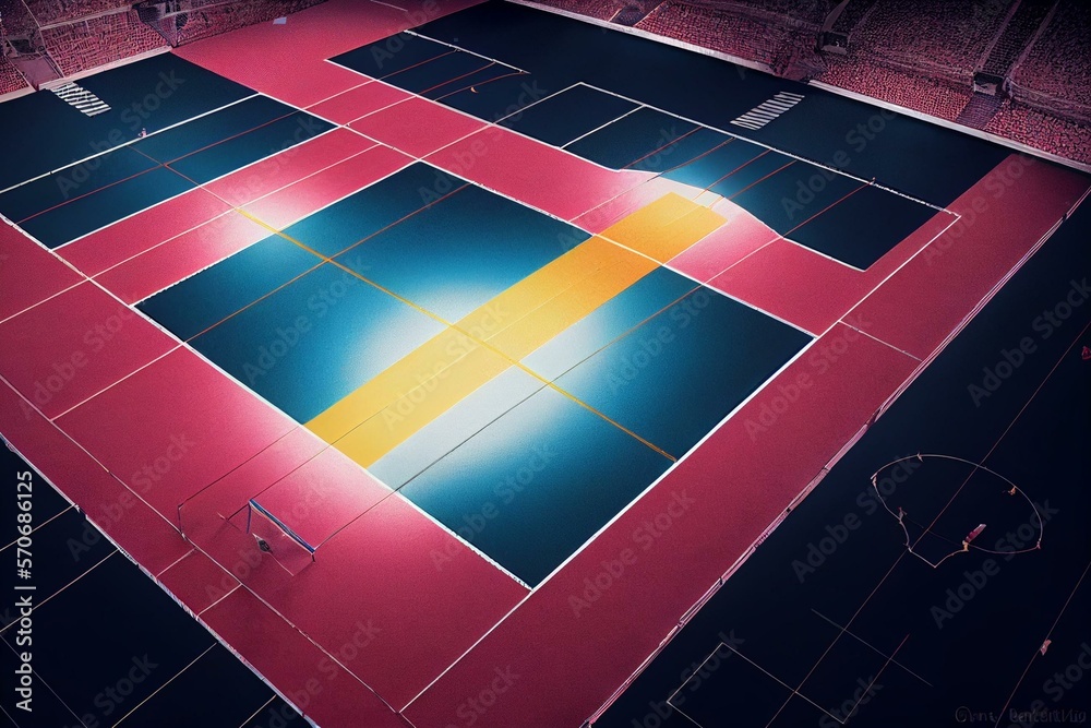 Overhead aerial view of an empty wrestling mat. Generative AI Stock ...