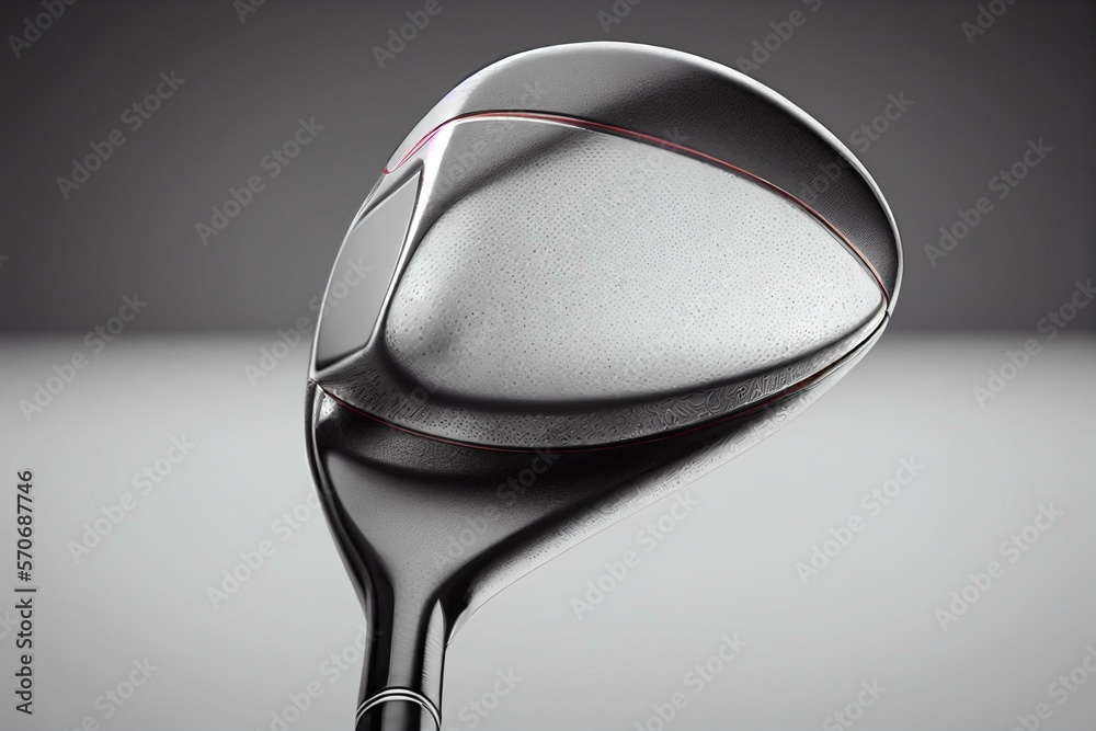 Golf club head close-up, isolated, face on. Photographed on a white ...
