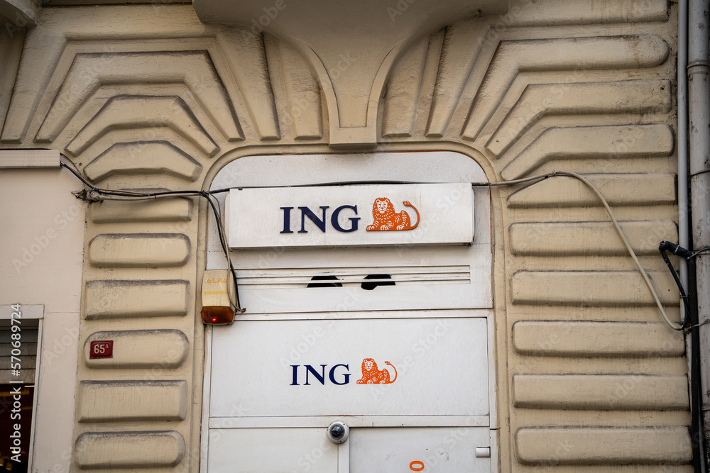 Istanbul, Turkey - February 10, 2023: ING bank logo. The ING Group is a ...