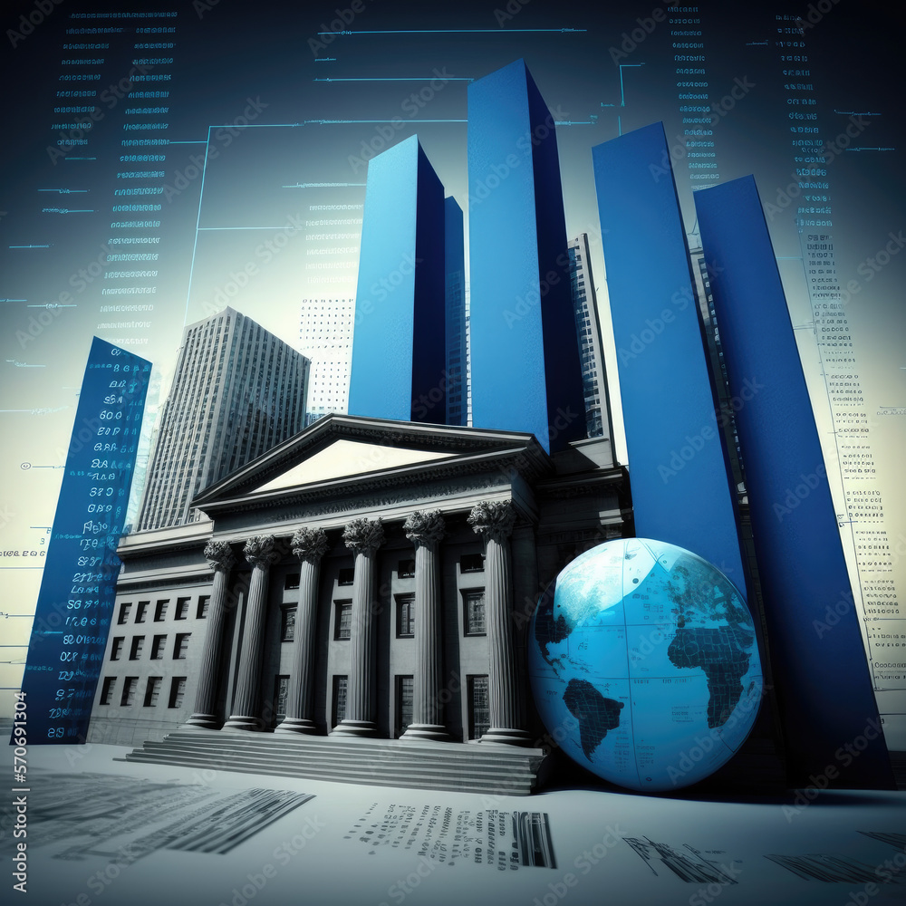 ai generated image of financial building bar chart globe Stock ...