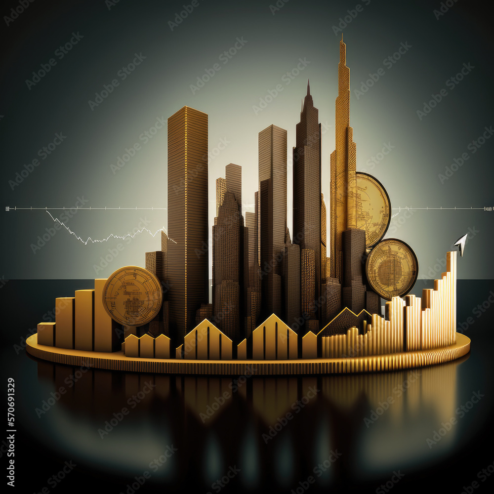ai generated image of financial building bar chart globe Stock ...