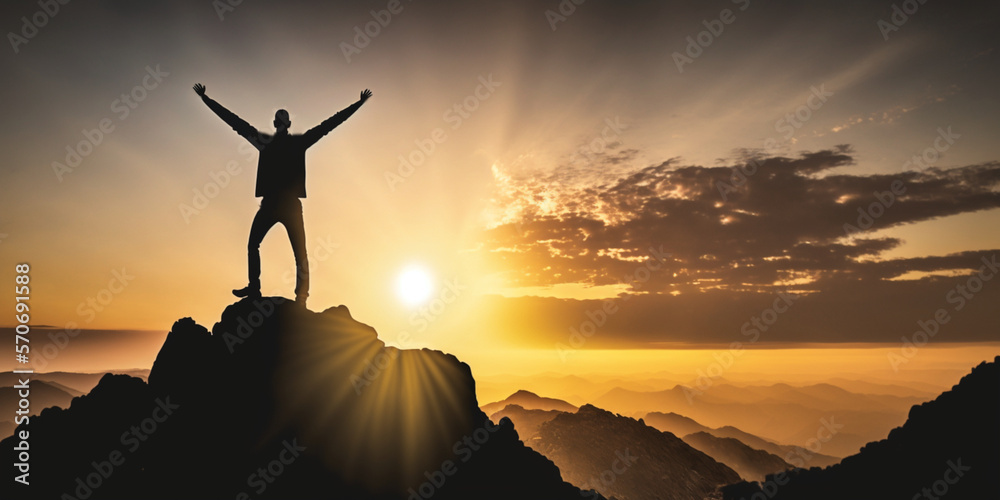 Overcoming Obstacles: A Journey to the Top,generated by IA Stock ...