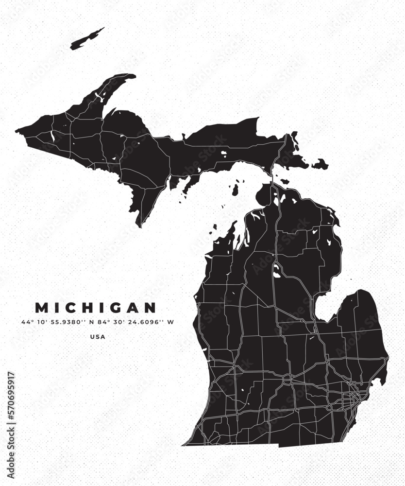 Michigan map vector poster flyer Stock Vector | Adobe Stock