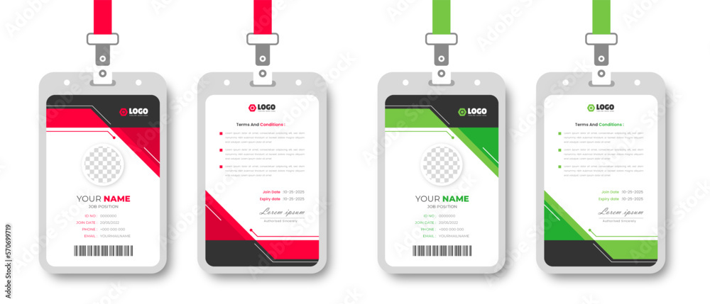 corporate Modern and simple business office id card design bundle ...