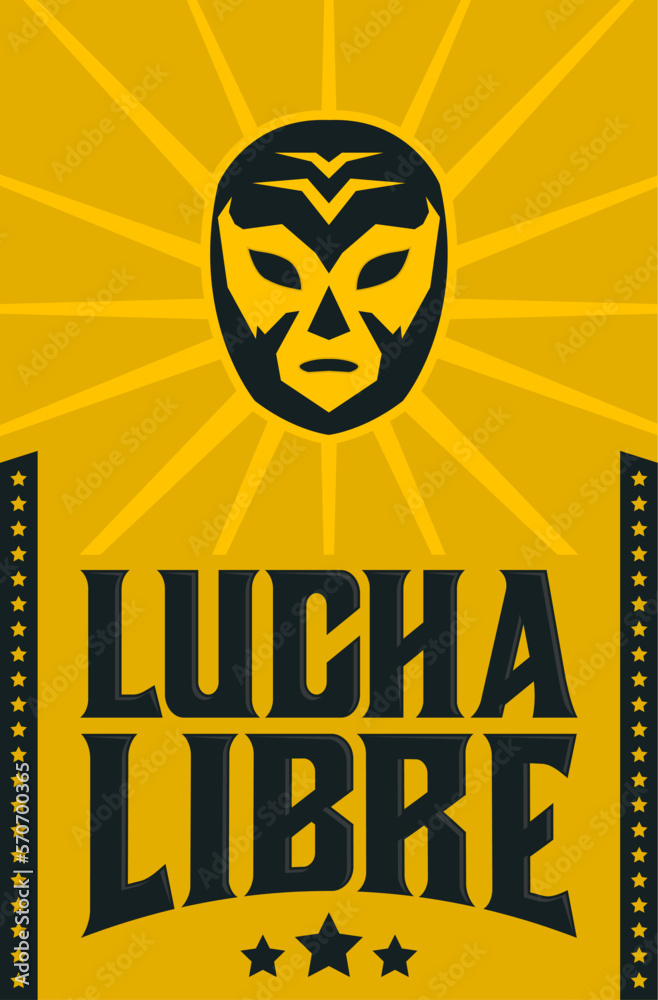 Lucha Libre, Wrestling spanish text Mexican wrestler mask design Stock ...